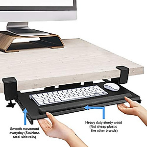 Laboratory 29 Preassembled Keyboard Tray – Adjustable Keyboard Tray Under Desk Slide Out – Easy Clamp-On Installation for Desks 33” or Wider – Wrist Rest Included (Black)