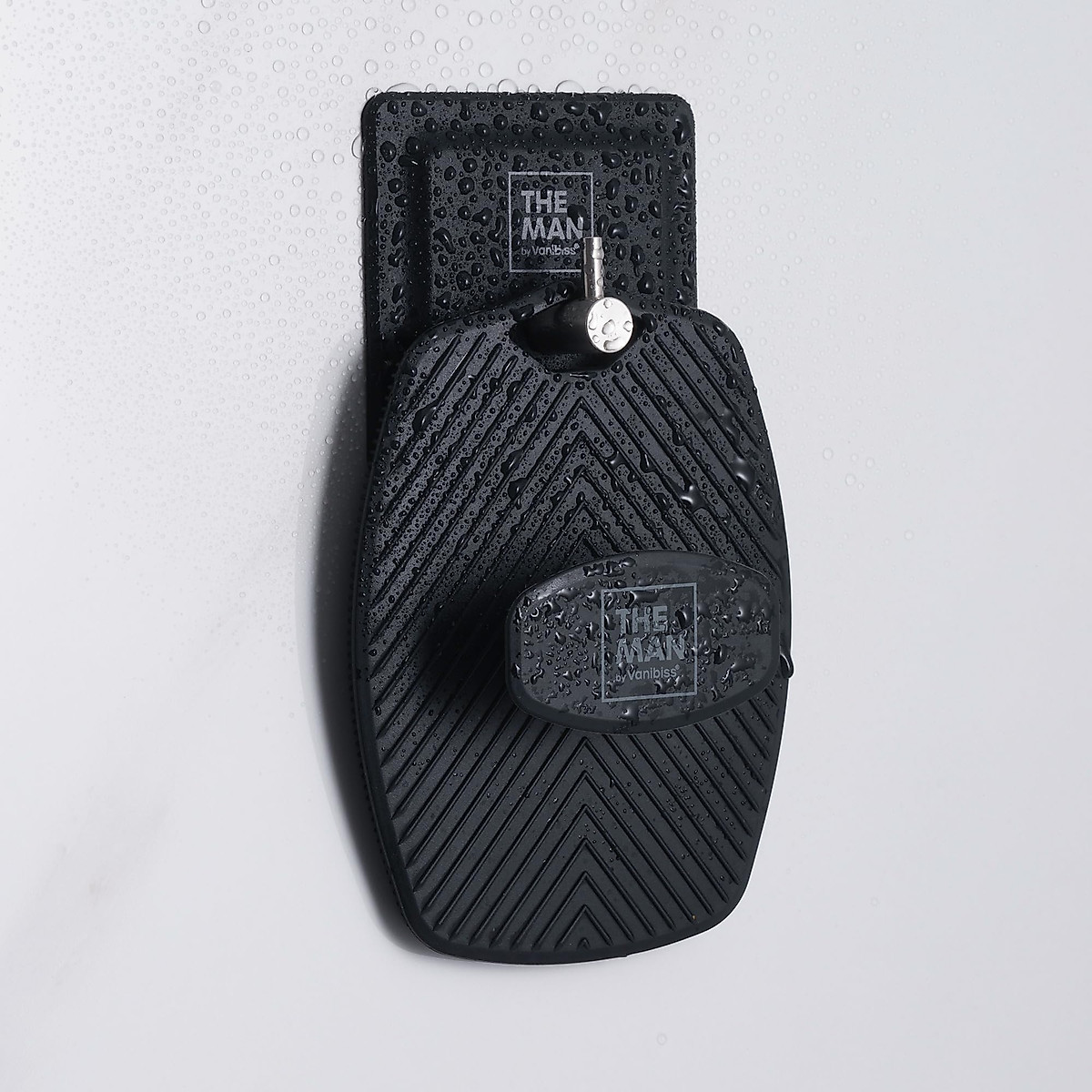 The Man Silicone Hook - Bathroom & Shower Storage Hook - Shower Toiletry, Bathroom Organizer Accessory - Heavy Duty Stainless Steel & Silicone - Strong Hold, Adheres to Most Surfaces (1 Pack)