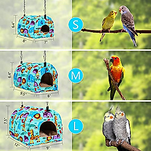 GNEORA Winter Warm Bird Bed for Cage, 2 in 1 Waterproof Parakeet Bird Fluffy Parakeet Nest，Hammock Bird Bed for Parakeets African Grey Cockatoos Cockatiels Lovebird L