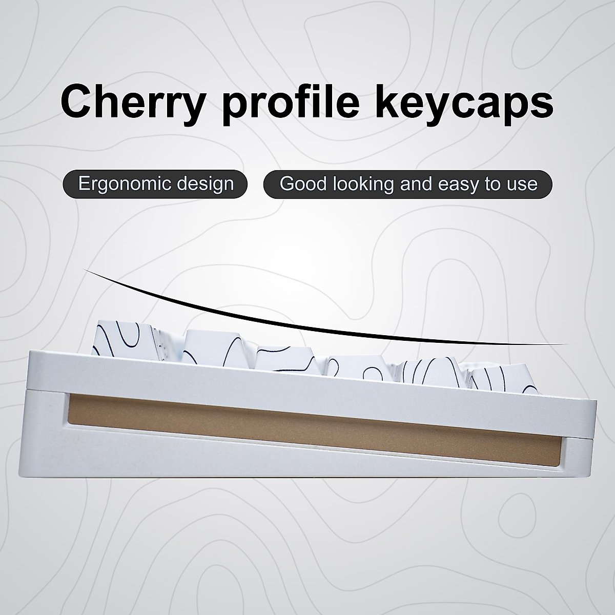 dagaladoo White Topographic keycaps Double Shot PBT keycaps Shine Through Keyboard Keys Side Printed Key caps Cherry Profile Custom keycap Set for100%, 75%, 65%, 60% US Layout Mechanical Keyboard