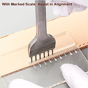 4 Pack Leather Stitching Punch Aid Mate Eyelets Placing Lacing Pricking Chisel Mate Prong Pulling Board Leathercraft Eyelets Placing Tools