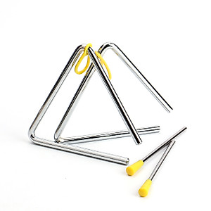 Foraineam 2 Pack 5 Inch Hand Percussion Instrument Triangles with Striker Musical Steel Triangle Music Percussion Triangle Instrument