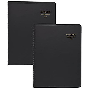 AT-A-GLANCE 2023 Daily Eight Person Appointment Book, Quarter-Hourly, 8-1/2" x 11", Large, Black, 2 Volume Set (7021271)