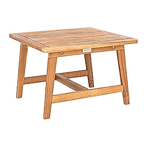 Safavieh Outdoor Collection Chantelle Acacia Wood/Light Brown Woven Rattan 5-Piece Patio Set PAT7076A, Natural/Natural