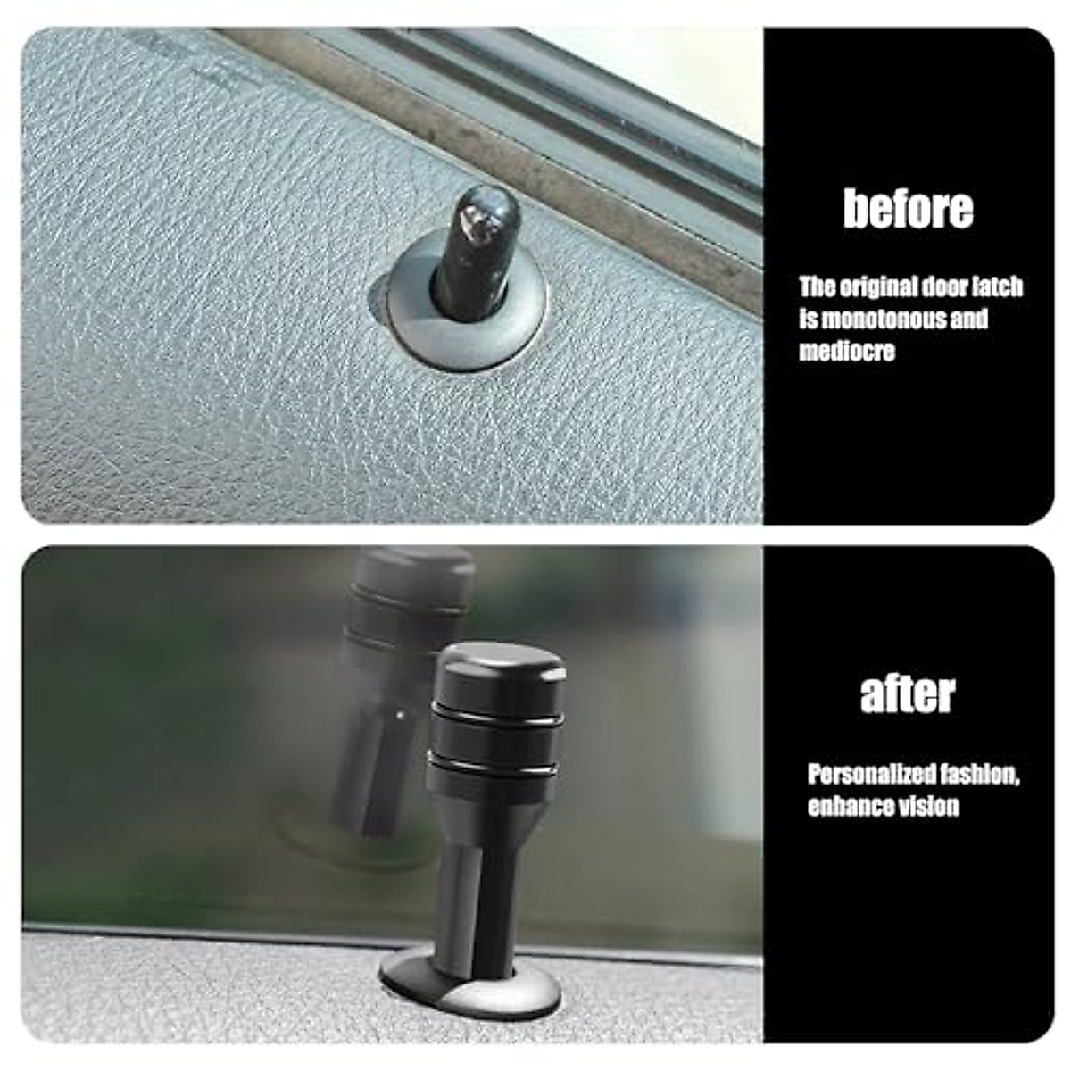 Hawyet 4 PCS Car Door Lift Bolt, 1.93" Safety Door Metal Lock Knob Pull Pin Replacement, Simple Personalized Door Lock Status Button Cover, Universal Interior Accessories for Most Cars (Black)