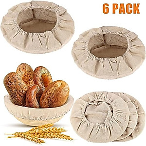 6 Packs Round Bread Proofing Basket Cloth Liner Rattan Baking Dough Basket Cover Natural Rattan Banneton Proofing Cloth(10 Inch)