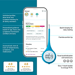 Kinsa QuickCare Smart Digital Thermometer - Medical Termometro FDA Cleared
