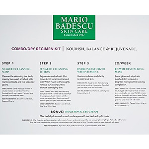 Mario Badescu Combo/Dry Regimen 5 Piece Kit, Skincare Gift Set Includes Seaweed Cleansing Soap, Seaweed Cleansing Lotion, Hydro Moisturizer, Enzyme Revitalizing Mask, and Hyaluronic Eye Cream