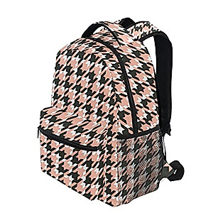 Houndstooth Tartan Tweed Laptop Backpack 16 Inch Large Backpack for Women Men School Business Work Travel Backpack