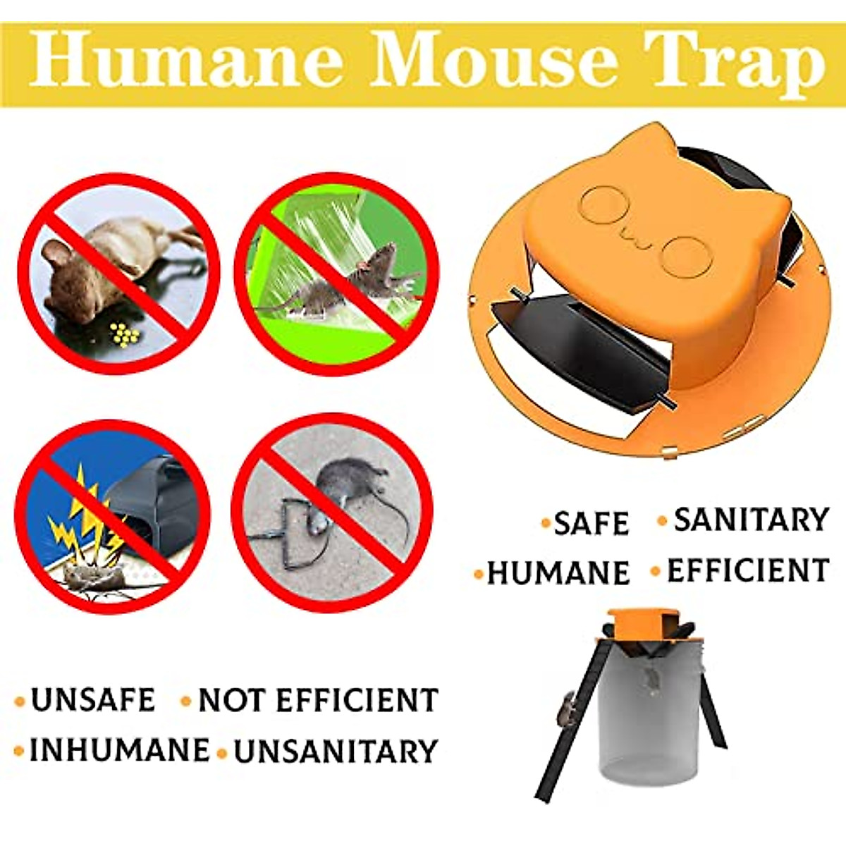 CATIIOR 5 Gallon Bucket Lid Mouse/Rat Trap Indoor/Outdoors Mouse Trap Automatically Reset Door Style, Rat Traps Outdoors Indoor House Chipmunk Trap, YELLOW (MC700LL/A)
