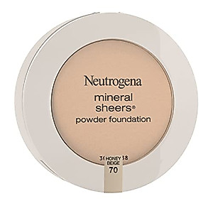 Neutrogena Mineral Sheers Compact Powder Foundation, Lightweight & Oil-Free Mineral Foundation, Fragrance-Free, Honey Beige 70,.34 oz (Pack of 2)