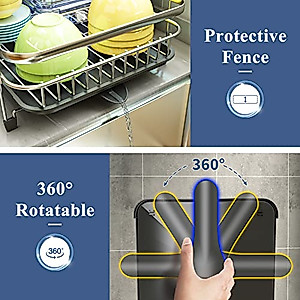 PXRACK Dish Drying Rack, Expandable(12.8"-21.5") Dish Rack with Utensil Holder Cup Holder, Stainless Steel Dish Rack and Drainboard Set for Kitchen Counter, Silver