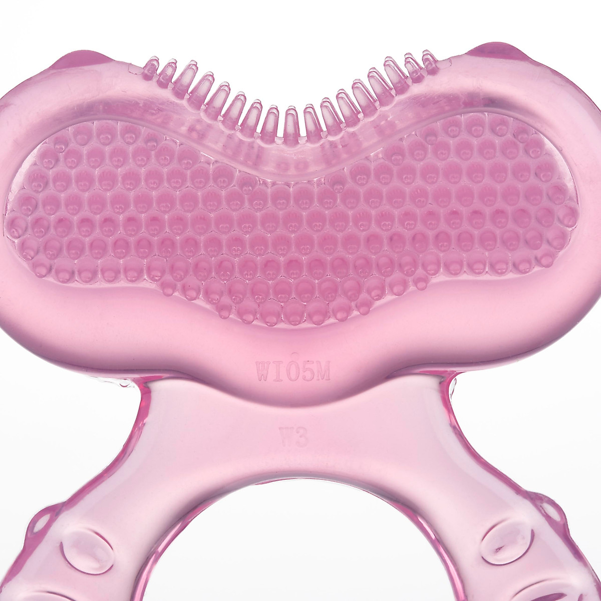 Nuby Silicone Teethe-eez Teether with Bristles, Includes Hygienic Case, Pink