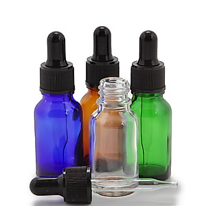 Vivaplex, 24, Assorted Colors, 15 ml (1/2 oz) Glass Bottles, with Glass Eye Droppers