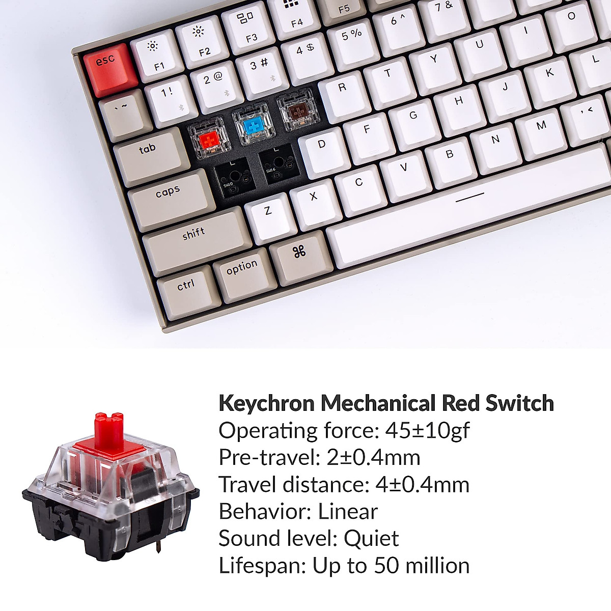 Keychron K2 Hot-swappable Bluetooth Wireless Mechanical Gaming Keyboard for Mac, 75% Layout 84 Keys Multitasking Type-C Wired Computer Keyboard for Windows with Keychron Mechanical Brown Switch