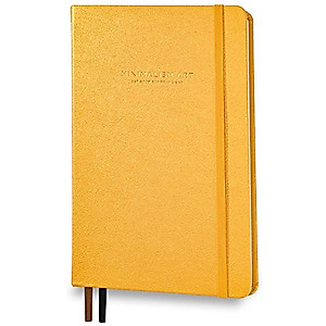 Minimalism Art, Premium Hard Cover Notebook Journal, X-Large Size, Master A4 8.3" x 11.4", 186 Numbered Pages, Gusseted Pocket, Ribbon Bookmark, Extra Thick Ink-Proof Paper 120gsm (Dotted, Amber)
