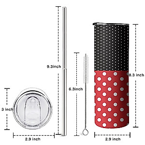 thmasamwr Cute Mouse Skinny Tumbler With Straw and Lid, Stainless Steel 20oz Insulated Coffee Travel Mug, Cartoon Mouse Gifts Cups for Women and Girls