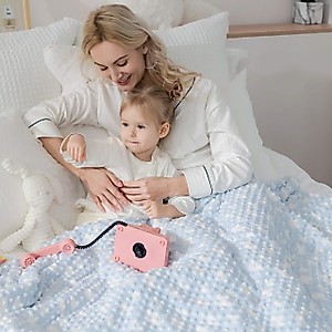 Plush Embossed Raised Dot Baby Blanket for Boys and Girls, Soft Velbo Mink Dotted Double Layer Receiving Blanket Bamboo Fabric Backing for Newborn Premium Quality Blanket, Blue 30" x 40