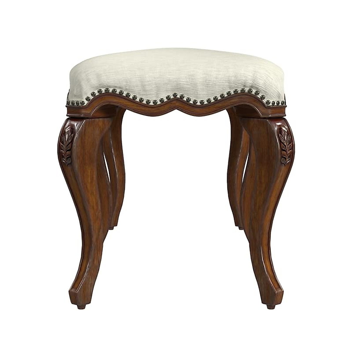 BOWERY HILL Traditional Wooden Upholstered 42" W Bench - Cherry Brown