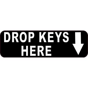 StickerTalk Drop Keys Here Vinyl Sticker, 10 inches by 3 inches