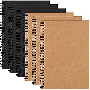 EOOUT 6 Pack Unlined Spiral Notebook, Plain Notebook, 5.5" x 8.3", 50 Sheets, Sketch Books for Gifts, Drawing, Art, Students and Office Supplies