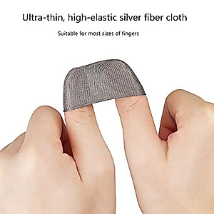 Silver Fiber 100%, 0.01"(0.5mm) Ultra-Thin, PUBG Mobile Finger Sleeve Anti-Sweat Breathable for High-Ranking Players Mobile Game Streamer iPhone/iPad/Android Size: M(6P)