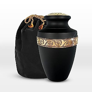 Trupoint Memorials Cremation Urns for Human Ashes - Decorative Urns, Urns for Human Ashes Female & Male, Urns for Ashes Adult Female, Funeral Urns - Black, Large