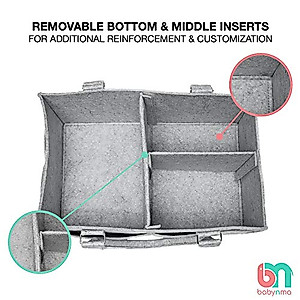 Babynma Felt Diaper Caddy - Extra Large Storage for Baby and Toddler Items - Portable Organizer Easily Holds Diapers, Wipes, Clothing, Burp Cloths, Toys, Bottles - Useful for Nursery, Bedroom, Living Room, Car - Baby Shower and Registry Gift - Grey