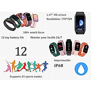Smart Watch for Men Women - Oximeter (SpO2) Calorie Pedometer, Sleep and Heart Rate Monitor, 24 Sports Modes 1.47 Inch HD Screen, iP68 Waterproof, Fitness Tracker Compatible with Android and iOS Phone