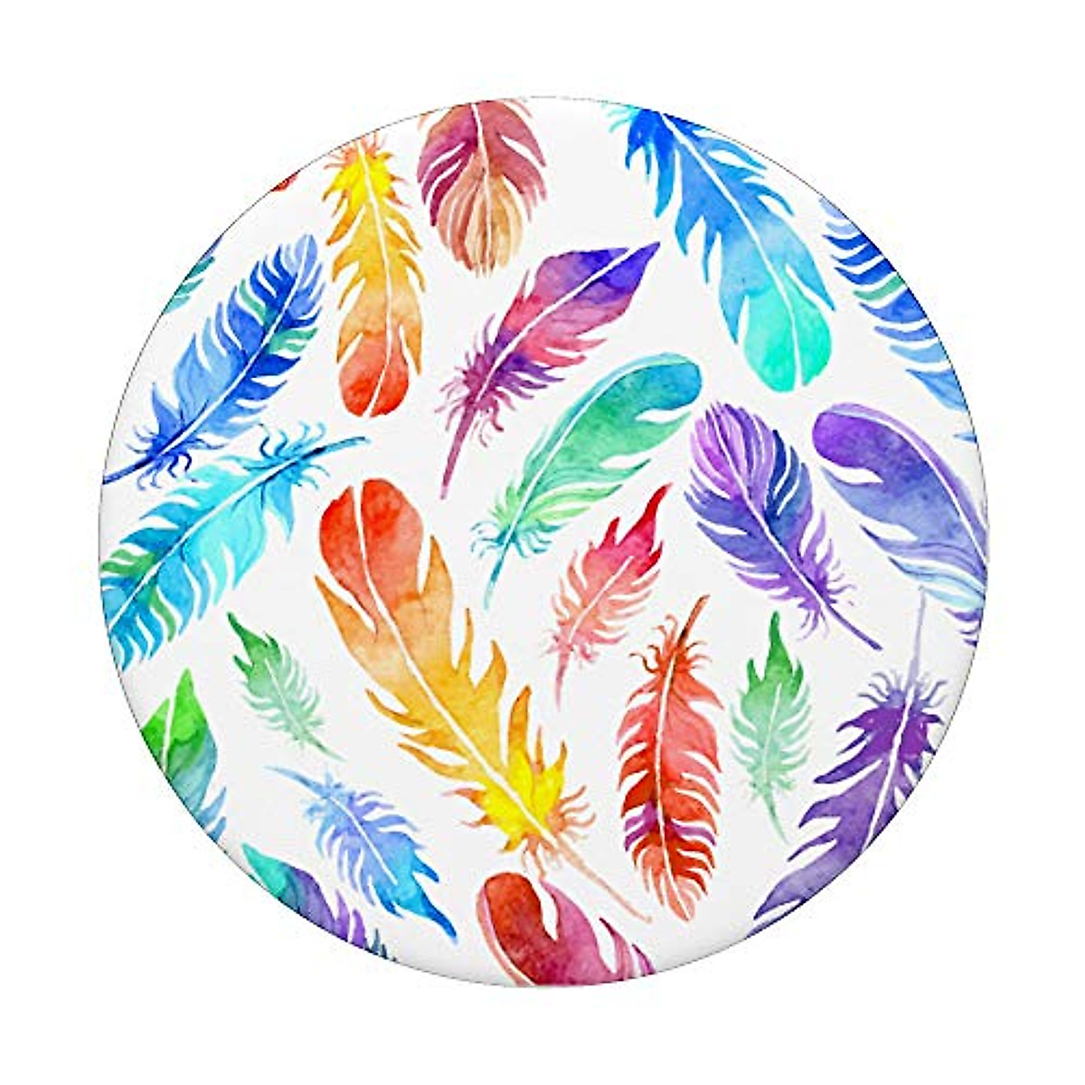 Colorful Feathers Pattern Boho Style Rainbow Aztec Feather PopSockets Grip and Stand for Phones and Tablets