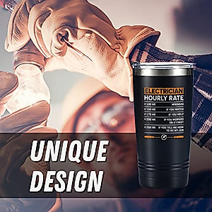 Onebttl Electrician Gifts Tumbler Travel Coffee Mug, for Dad, Husband, Father's Day, Birthday, Stainless Steel Insulated 20oz/590ml - Hourly Rate