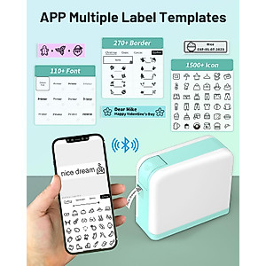 Vixic Bluetooth Label Maker, P3200 Portable Label Print, Multiple Templates Compatible Android iOS to Use Home Office Organization Type-C Rechargeable Label Maker, White-Green