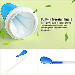 Slushie Maker Cup(2 Pack), Magic Quick Frozen Slushy Cup, Double Layer Squeeze Cup, Cool Stuff Birthday Gifts for Kids(Blue&Green)