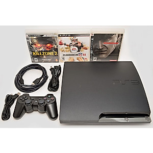 Sony Playstation 3 Slim 320gb Game Console System PS3 Bundle with 3 Games Madden Killzone 2 Metal Gear Solid 4