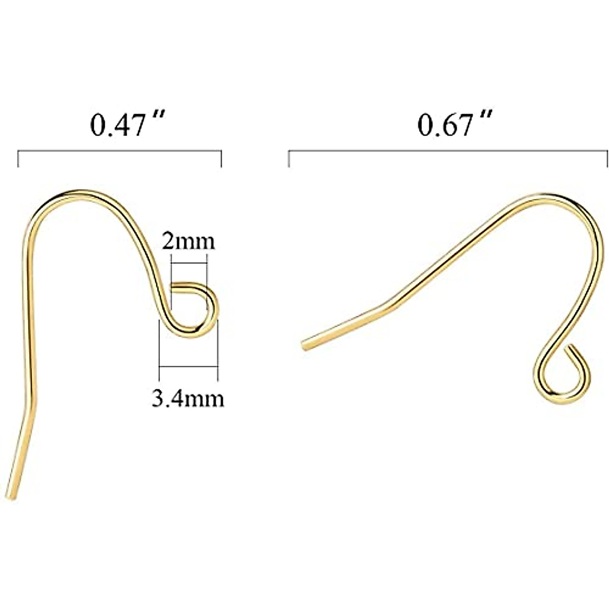 Alexcraft Gold Earring Hooks 200Pcs 14K Gold Plated Earring Hooks for Jewelry Making Hypoallergenic Gold Earring Findings for Jewelry Making Bulk Pack