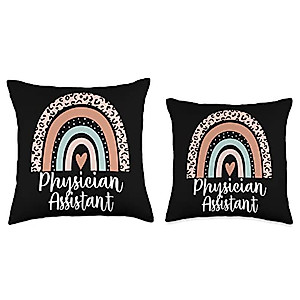 Physician Assistant Apparel Physician Assistant Rainbow Leopard Heart Appreciation Throw Pillow, 16x16, Multicolor
