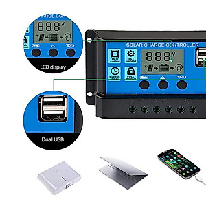 12V 24V Solar Panel Controller MPPT Solar Controller Photovoltaic Regulator LCD Display MPPT Solar Charger Aluminum Alloy Shell (100A)