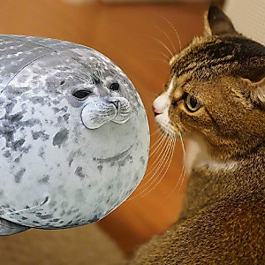 ARELUX 17.7in Soft Seal Plushie Pillow: Chubby Blob Seal Hugging Pillow,Cute Stuffed Animal Plush Pillow Toy Kawaii Room Decor for Kids Boys Girls