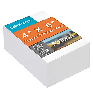 LabelRange 4x6 Thermal Labels, Commercial Grade Shipping Labels (Pack of 500 4x6 Fan-Fold Labels), LabelRange, Zebra, Rollo, Munbyn Compatible
