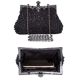 Selighting 1920s Vintage Beaded Clutch Evening Bags for Women Formal Bridal Wedding Clutch Purse Prom Cocktail Party Handbags Black