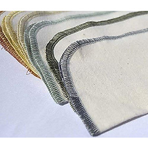1 Ply Organic Flannel Washable Baby Wipes 8 x 8 Inches Set of 10 Earthtone Assortment