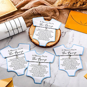 Henoyso 25 Sets Baby Shower Favors for Guests Baby Shower Bracelets Party Favors Adjustable Bracelet Message from the Bump Card Bracelets Footprints Charm for Gender Reveal Thank You Gifts(Blue)