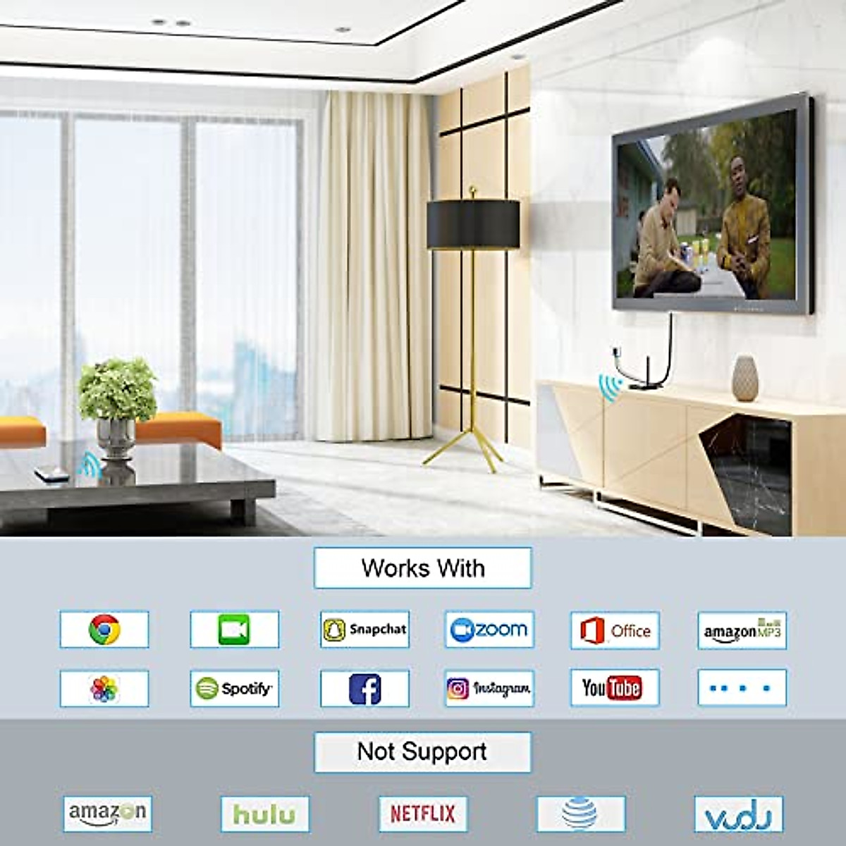 SUNPUPA Wireless HDMI Display Adapter dongle, 4K 60Hz Real-time Transmission, No Setup or APP Required, Compatible with iOS, Android, Windows and MacOS