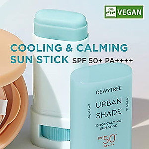 DEWYTREE Urban Shade Cool Calming Sun Stick SPF 50+ Pa++++ - Face & Body Sun Protection Sunscreen for Sensitive Skin - Calming & Moisturizing - Water Resistant, 20 g (0.70 oz)