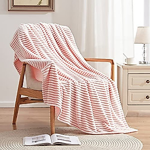 EMME Sherpa Blanket Fleece Throw Blanket, Soft, Plush, Warm and Cozy Blanket, Single Layer, 3D Touch Experience, Perfect for Bed Couch and Sofa Chair(Pink, 50'' x 60'')