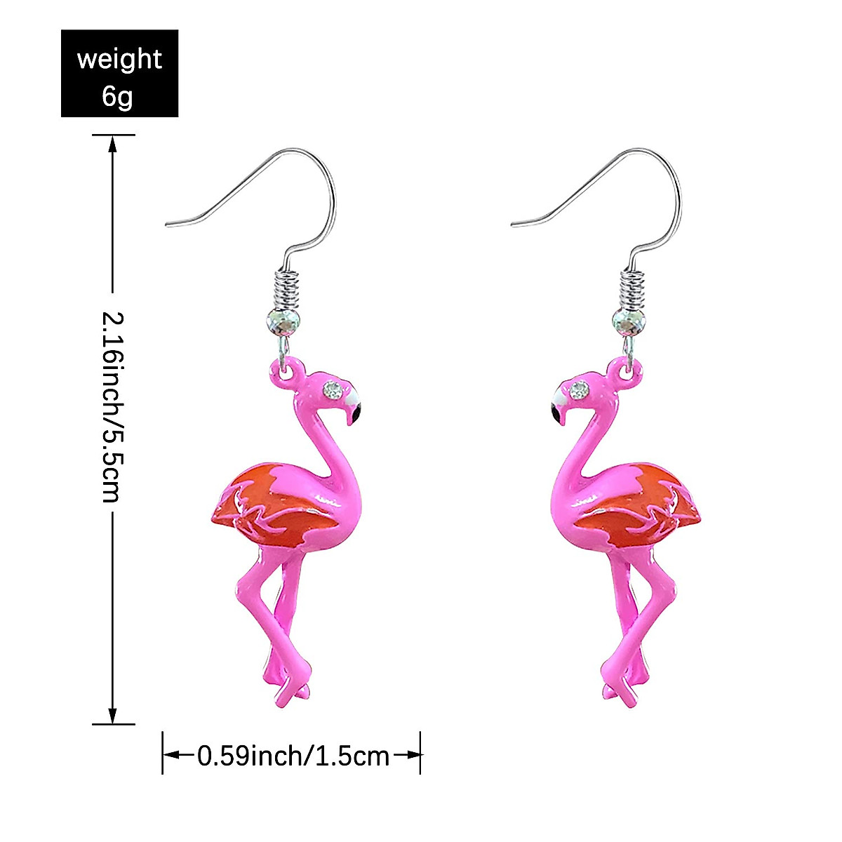 KaFu Unique Pink Enamel Oil Flamingo Bird Dangle Earrings Cute Animal Flamingo Metal Dangle Earring Jewelry for Women (Flamingo)