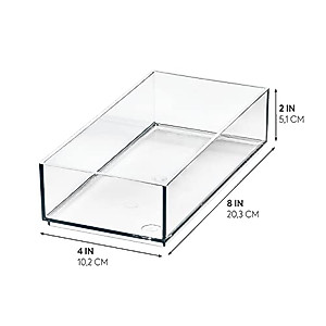 iDesign The Sarah Tanno Collection Plastic Cosmetic Drawer Organizer, 4" x 8" x 2", Clear
