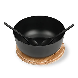 LOVYANXUE Salad Bowl with Lid, 9.8" Large Salad Bowl Set with Lid Spoon Fork, Natural Bamboo Fiber Salad Bowl and 4 small Bowls for Salad, Fruits, Vegetables, Pasta, Popcorn