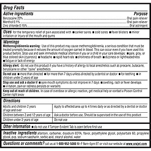 Orajel 3X for Mouth Sores: Maximum Strength Gel Tube 0.42oz- From #1 Oral Pain Relief Brand