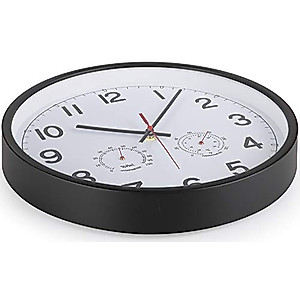 Nicunom 12-Inch Wall Clock with Temperature and Humidity, Battery Operated Indoor Clock, Silent Non Ticking/Battery Operated, Decorative Clock for Home Living Room Kitchen Office